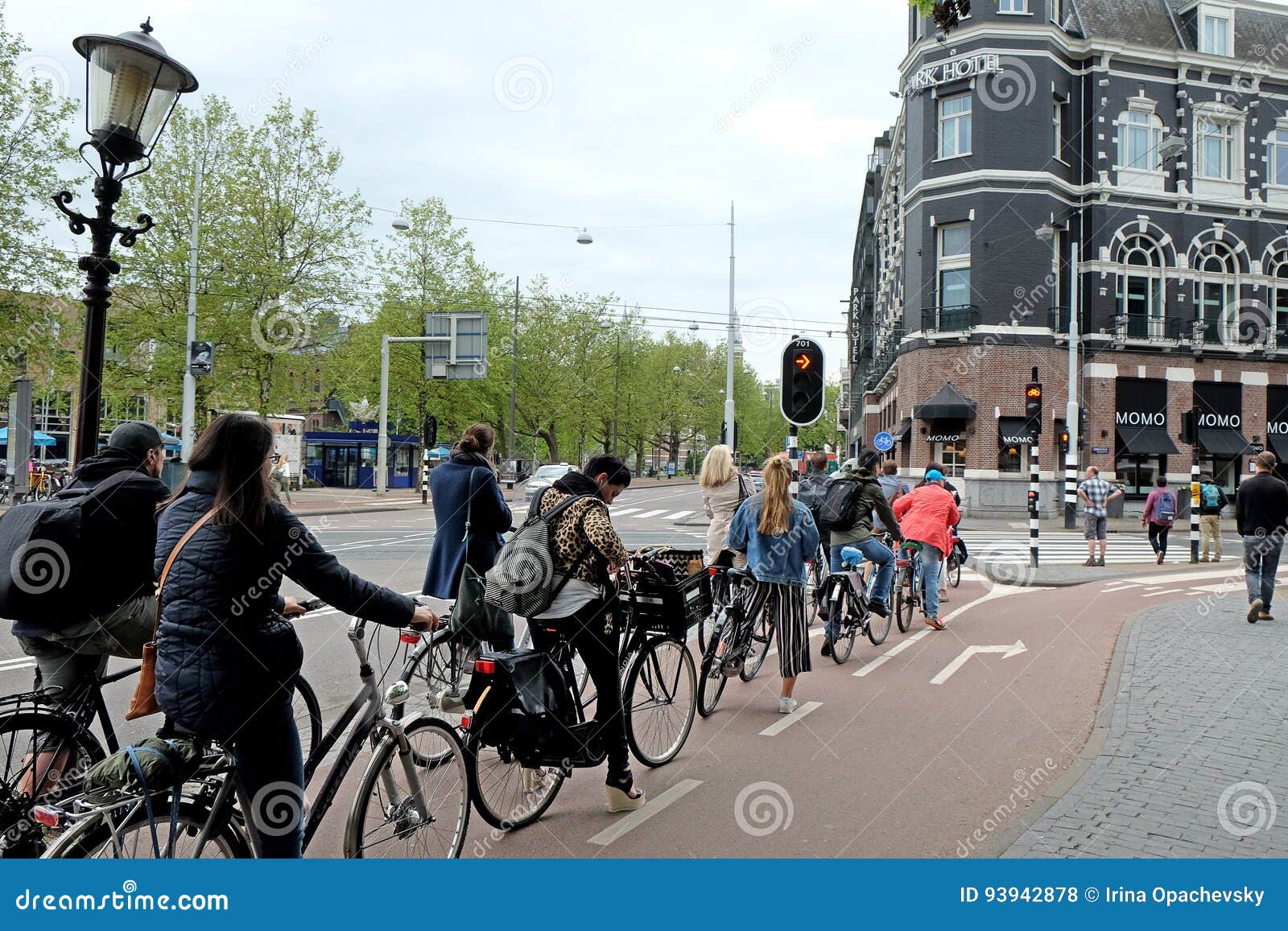 Queue of Cyclists in Front of Traffic Lights Editorial Stock Photo ...