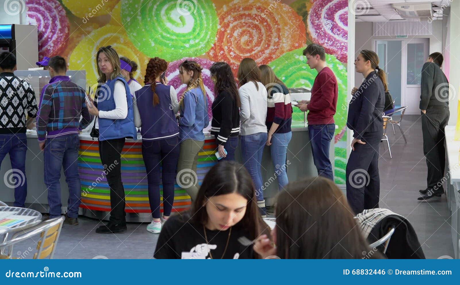 Queue for food in canteen stock footage. Video of light - 68832446