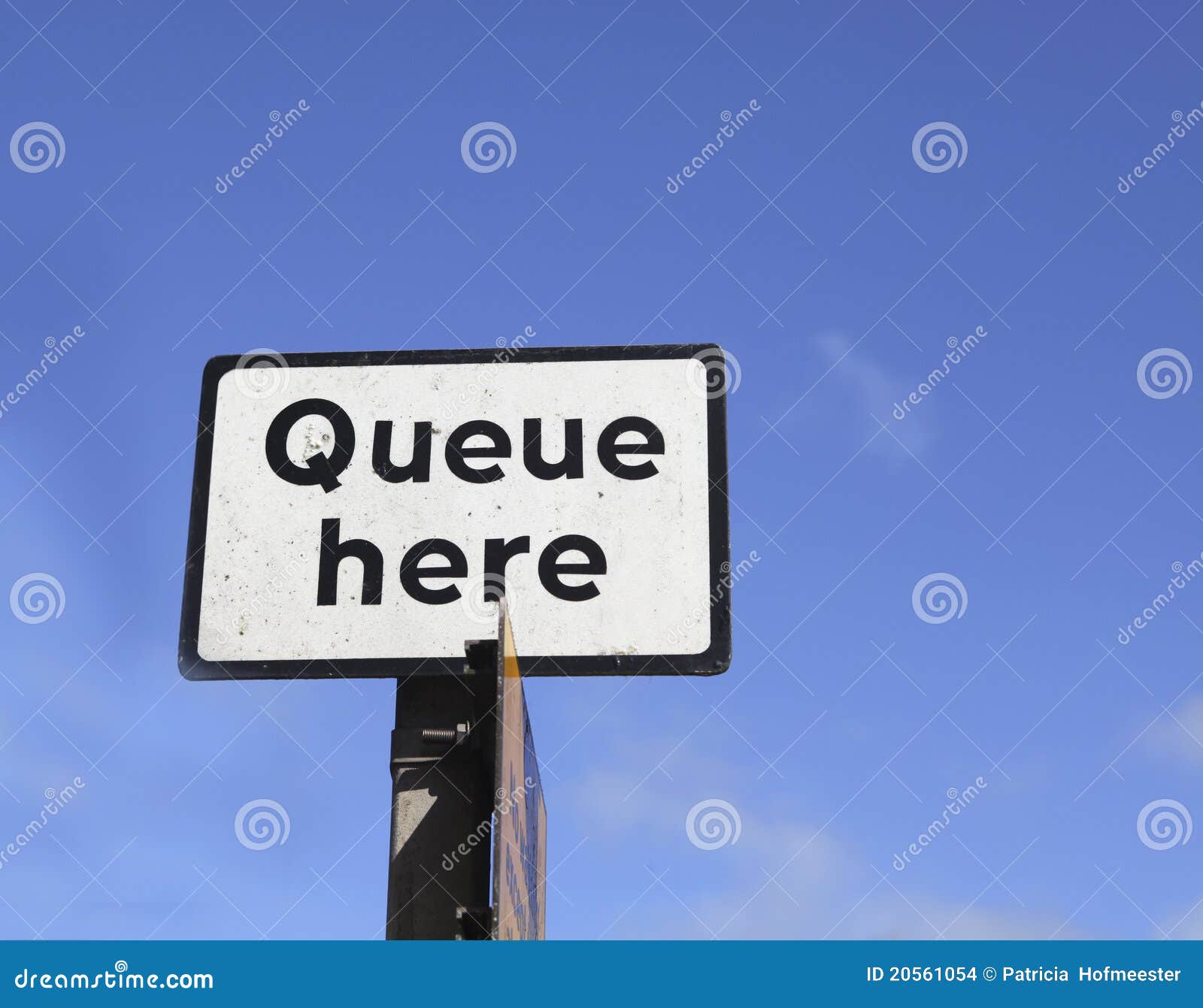 Queue here stock photo. Image of signage, waiting, wait - 20561054