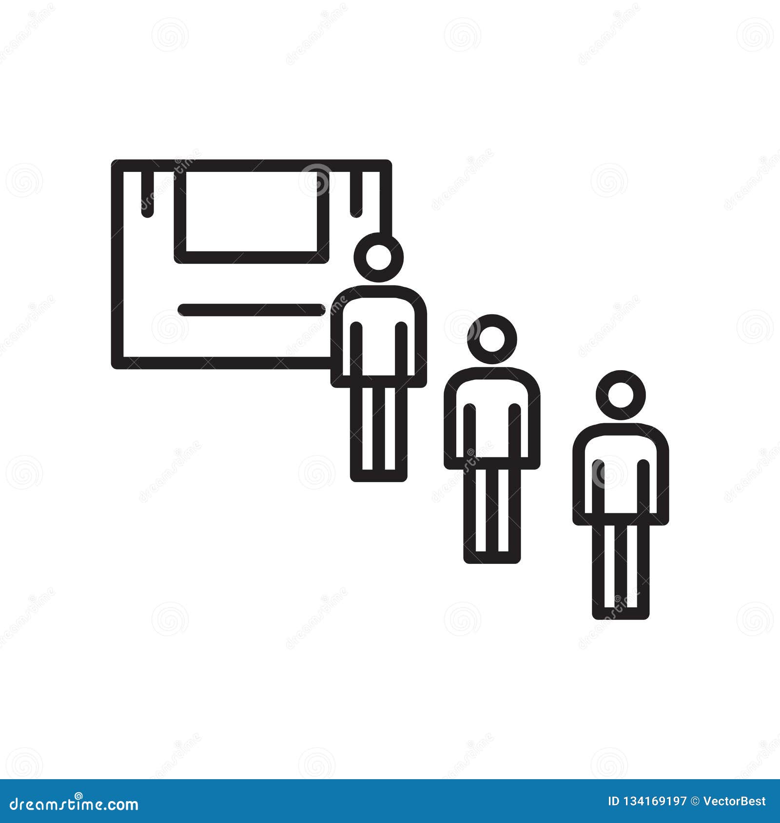 Queue Icon Vector Isolated on White Background, Queue Sign , Thin Line ...