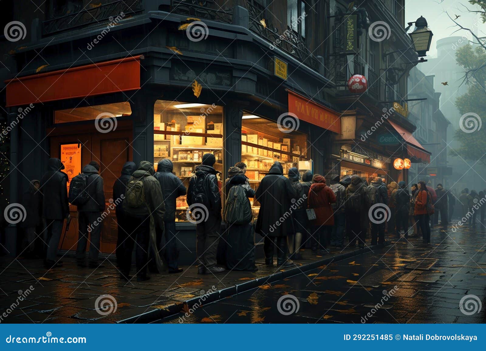 Queue Line of People Waiting for Their Turn Stock Illustration ...