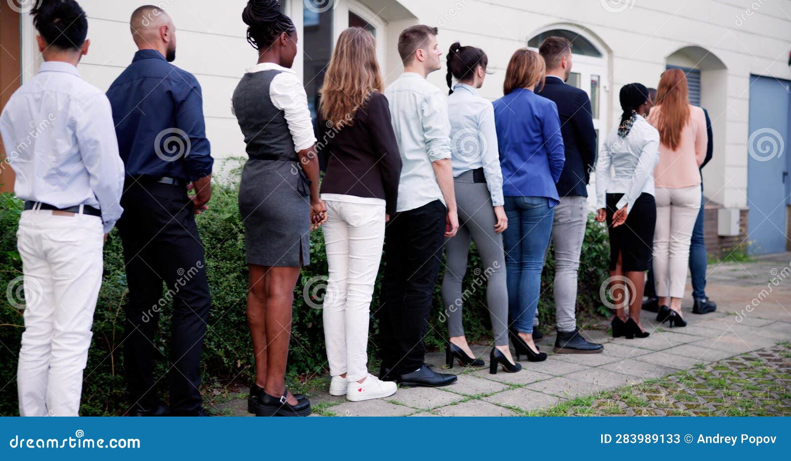 Queue Outdoors. Business People Waiting Stock Image - Image of outdoor ...