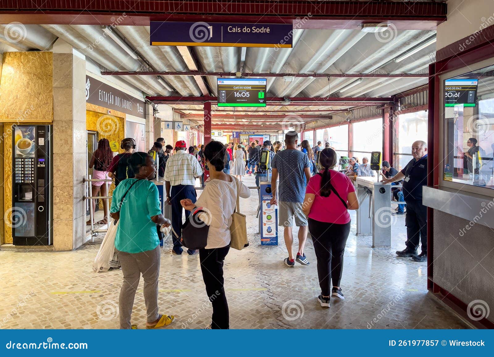 Queue of People Embarking on Boat at Cacilhas To Lisbon Editorial ...