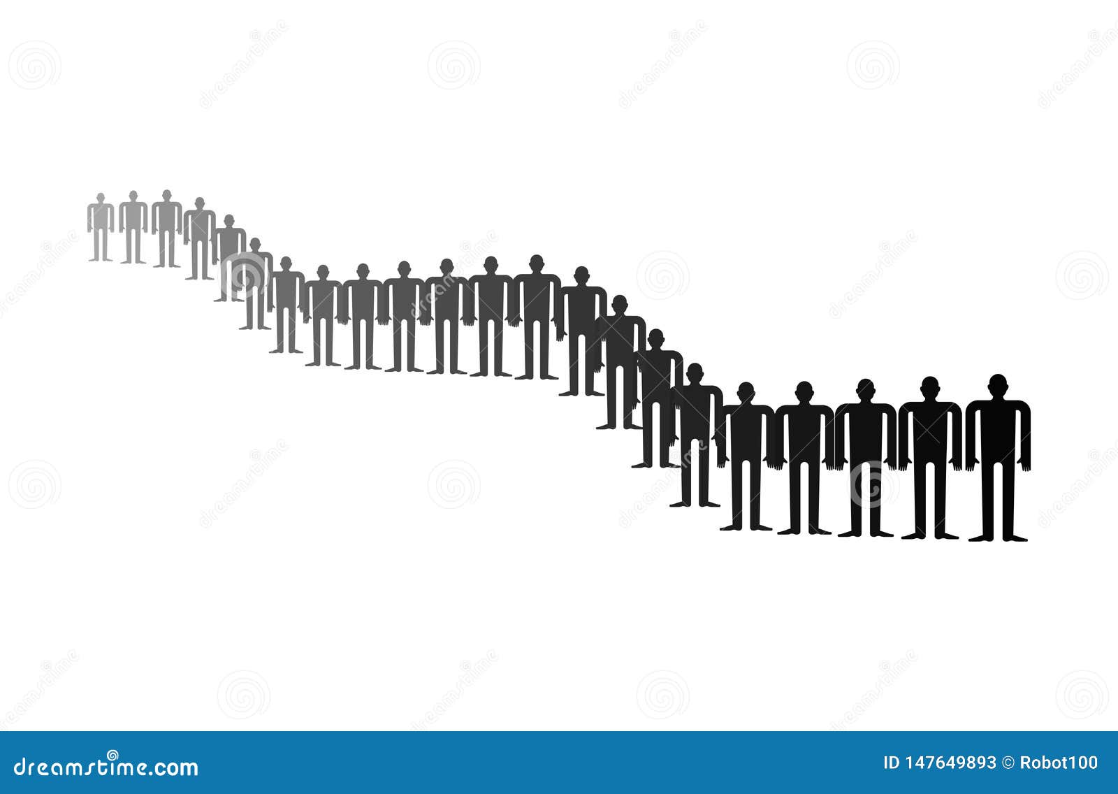 Queue of People Isolated. Many People Stand in Long Line Stock Vector ...