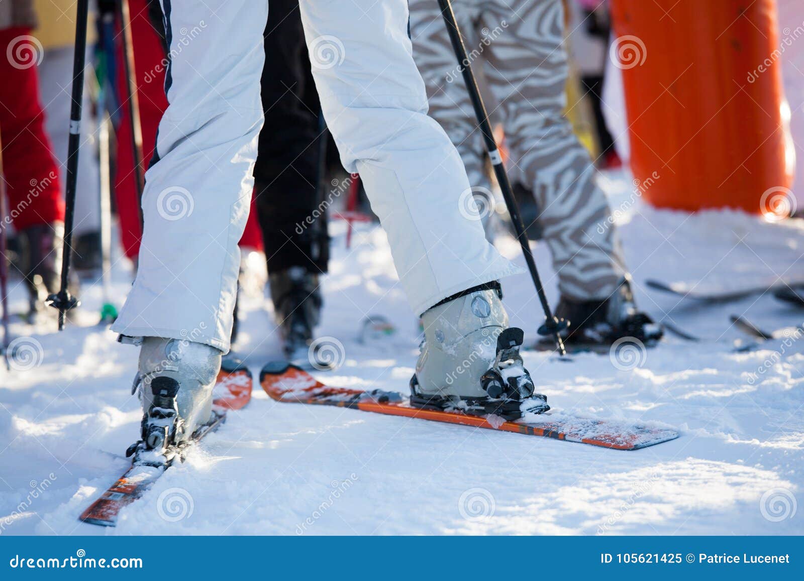 Queue at the Ski Lift Terminal Stock Image - Image of boots, soelil ...