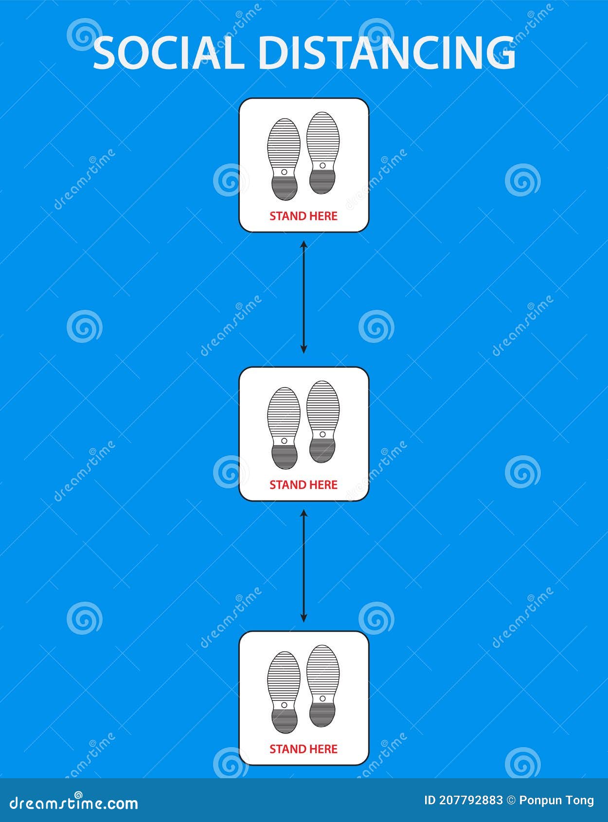 Queue Sticker Sign on the Floor for Social Distancing - Shoe Print ...