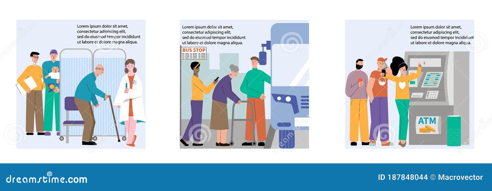 Queue Turn Compositions Set Stock Vector - Illustration of giving ...