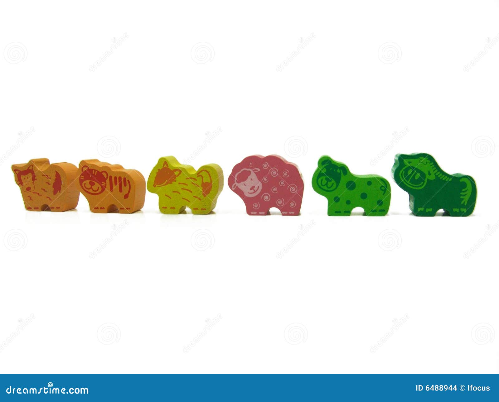 Queuing Colorful Wooden Animals Picture. Image: 6488944