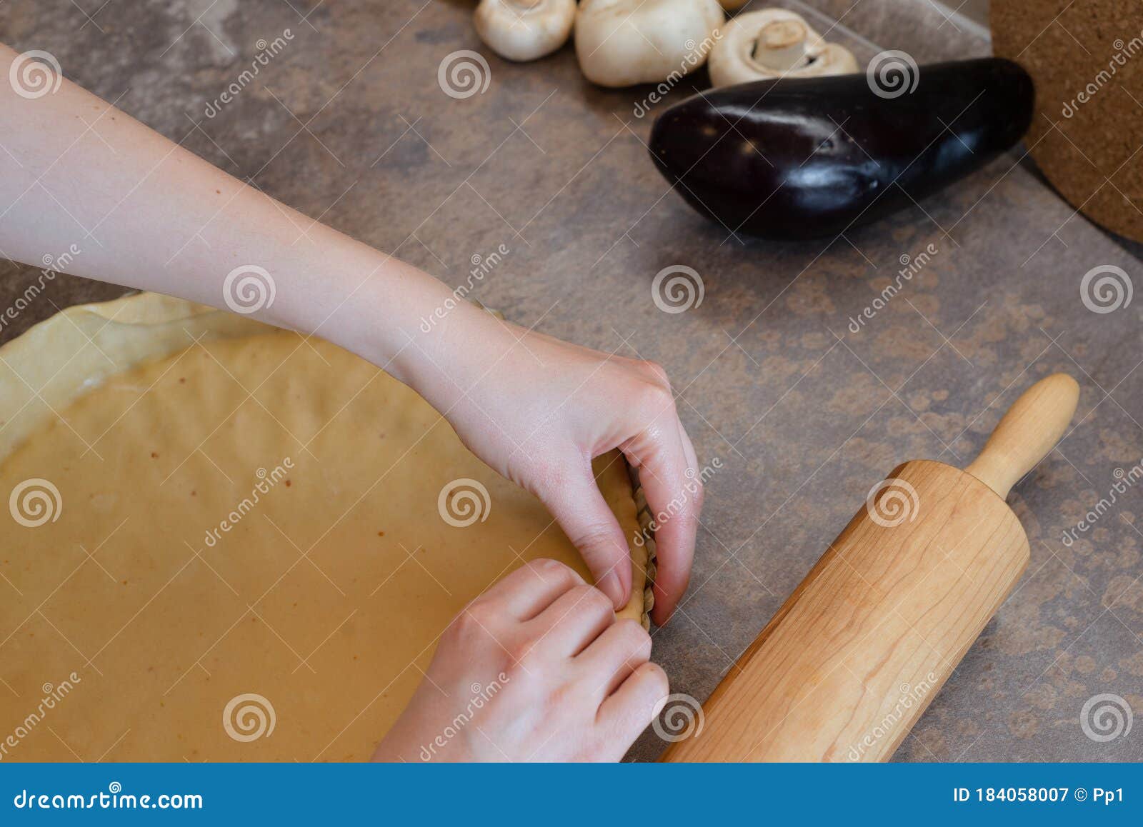 Quiche Dough Homemade Preparation Hand Crust Form Stock Image - Image ...