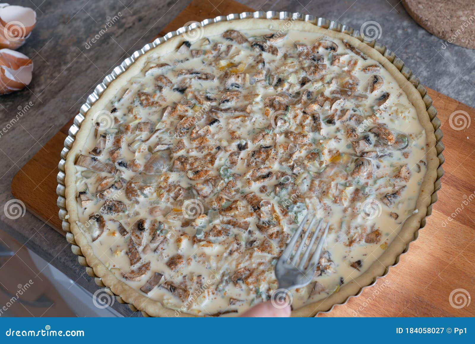 Quiche Dough Homemade Preparation Hand Crust Form Stock Image - Image ...