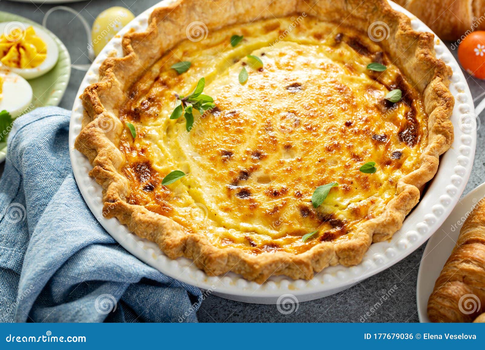 Quiche Lorraine for Easter Brunch Stock Photo - Image of classic ...