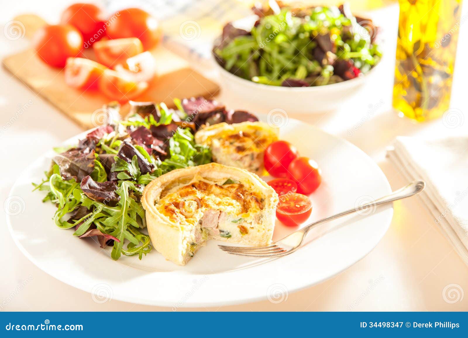 Quiche Plate Table Setting stock image. Image of leaf - 34498347