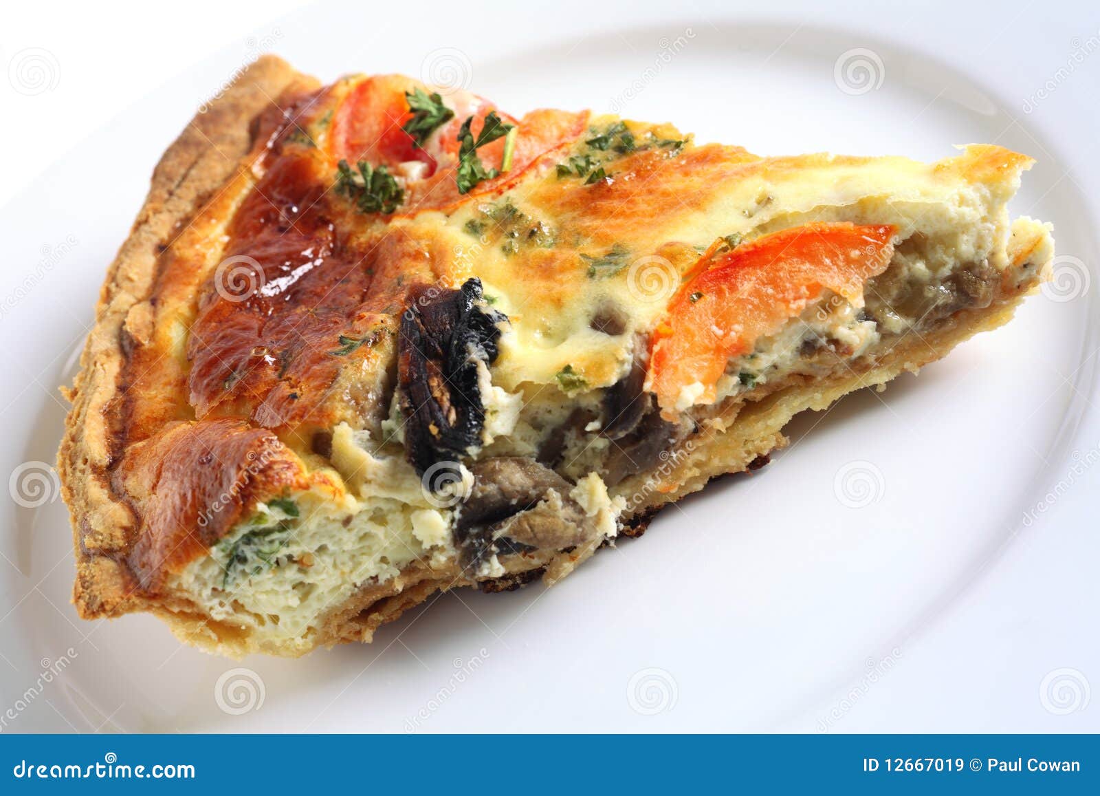 Quiche Slice on a White Plate Stock Image - Image of fresh, quiche ...