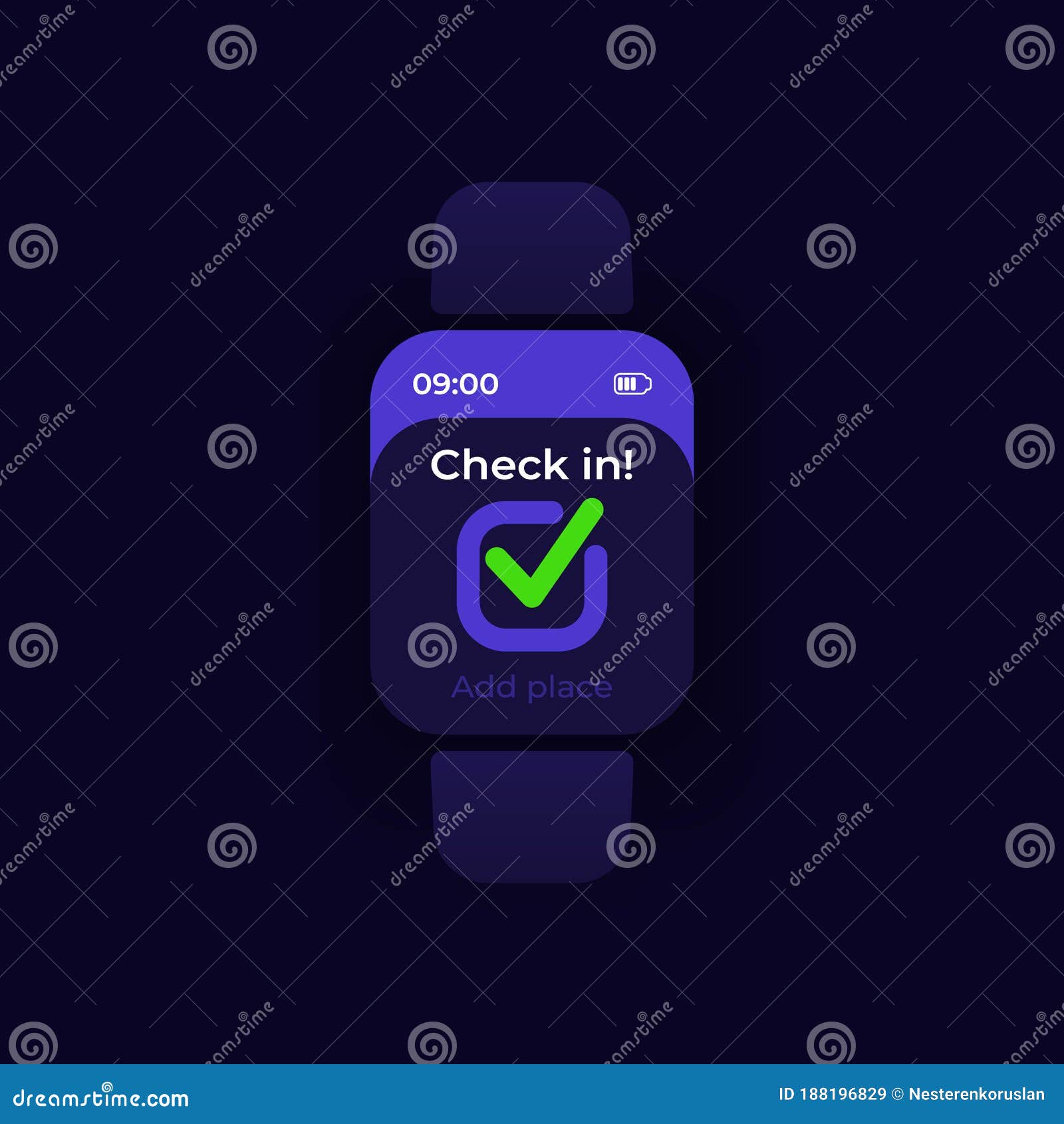 Quick Check in Application Smartwatch Interface Vector Template Stock ...