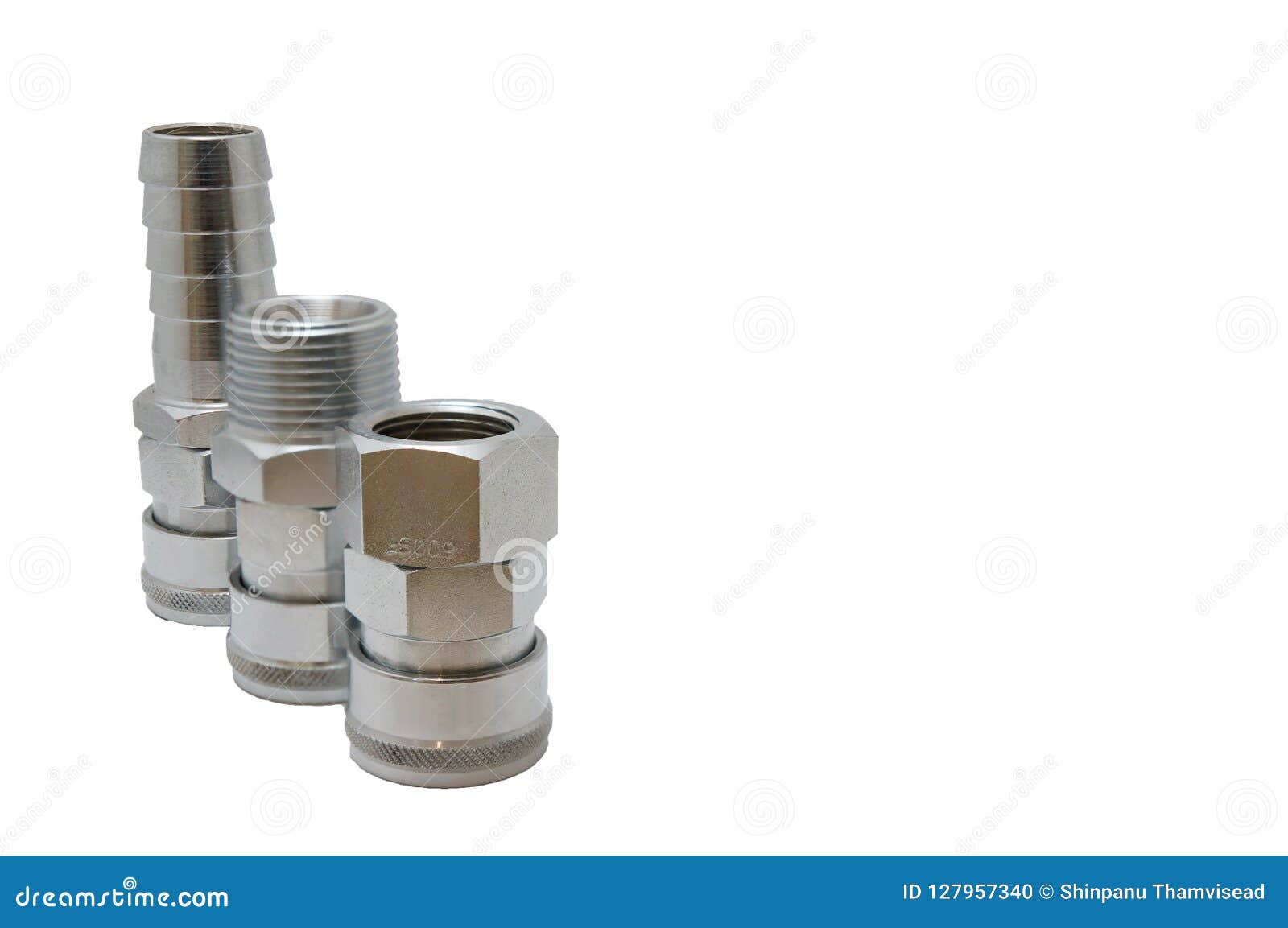 Quick Coupler Set Isolated on White Background,Pneumatic Fitting Stock ...