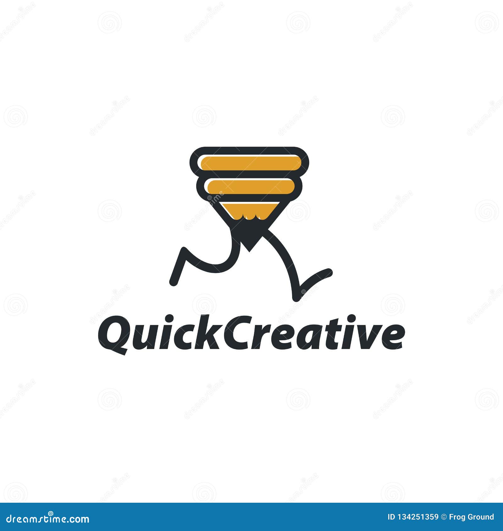 Quick Creative Logo Template Design with a Running Pencil. Vector ...