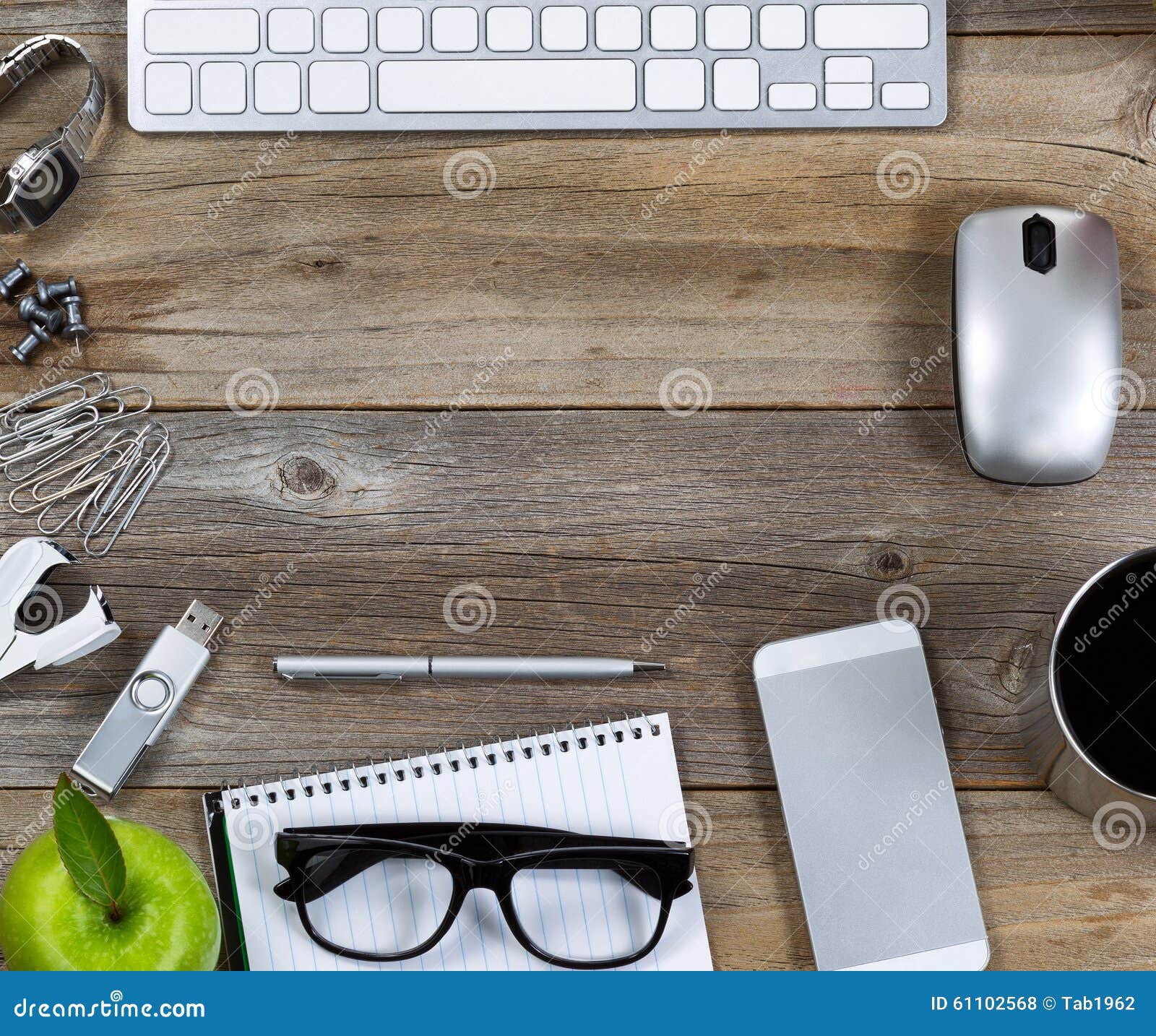 Quick Desktop Setup for Workplace Stock Photo - Image of overhead ...