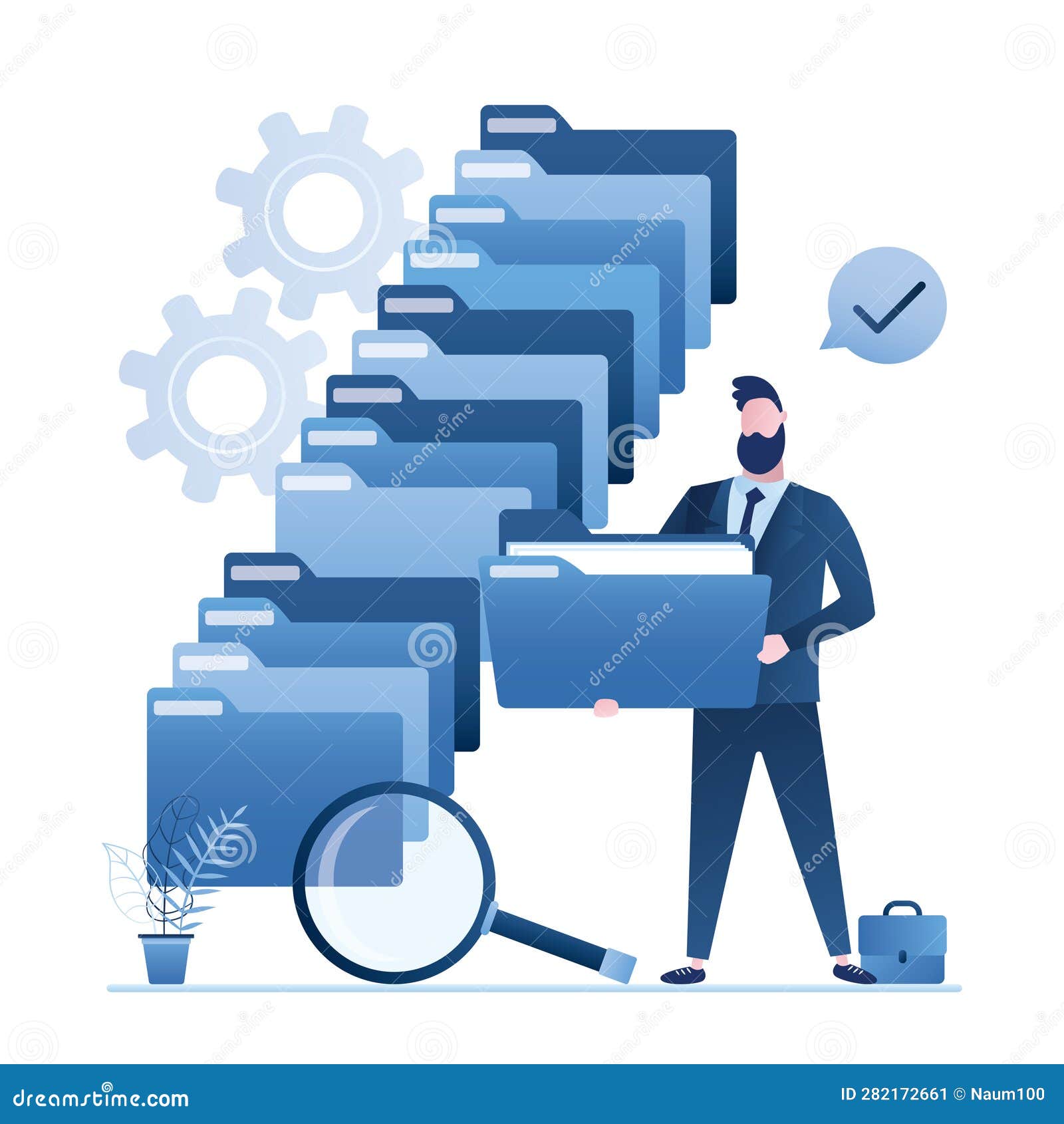 Quick Files Search. Male Clerk Holds Folder with Documents. Database ...