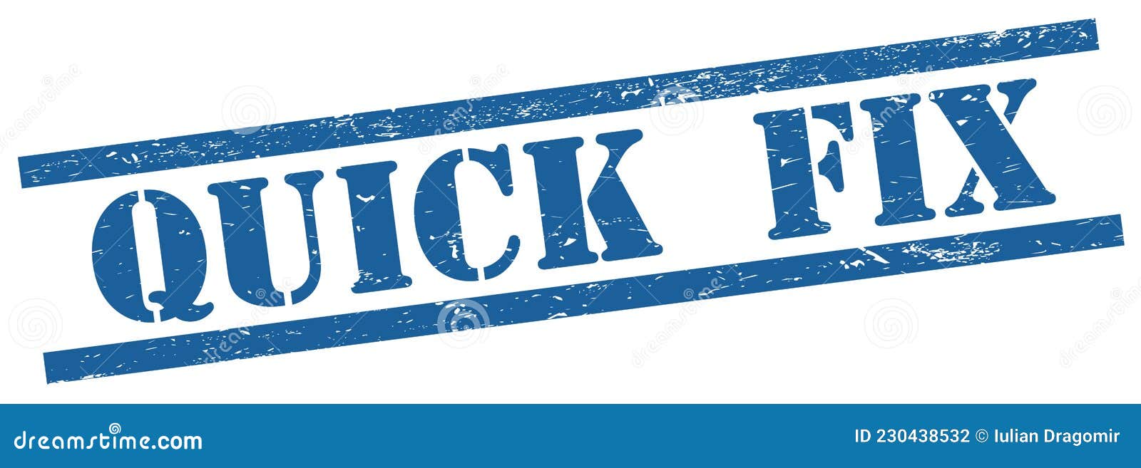 QUICK FIX Text on Blue Grungy Rectangle Stamp Stock Illustration ...