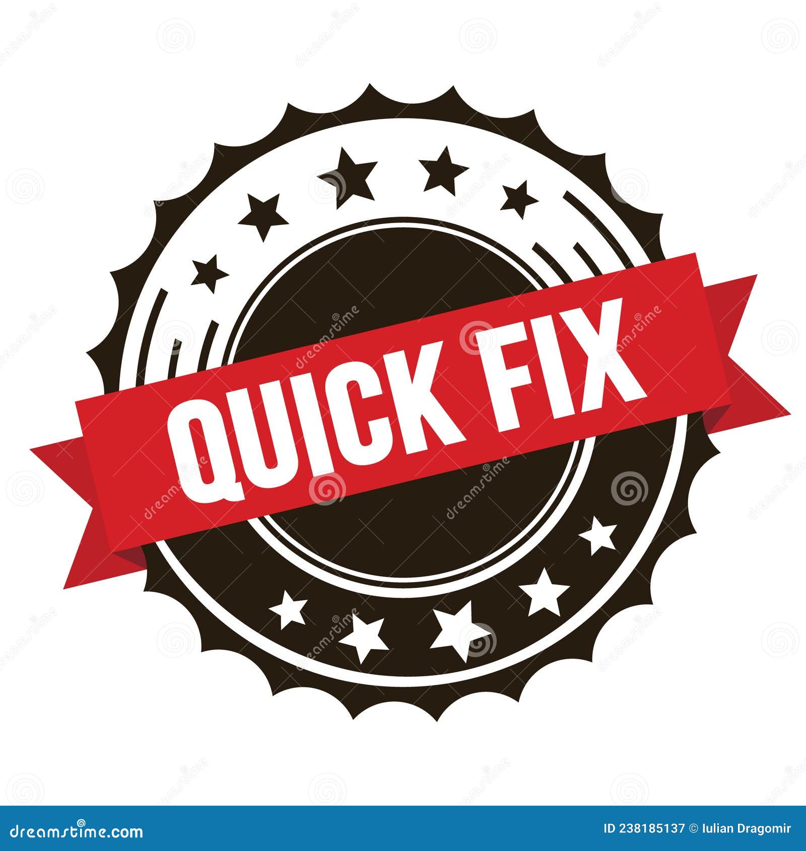 QUICK FIX Text on Red Brown Ribbon Stamp Stock Illustration ...