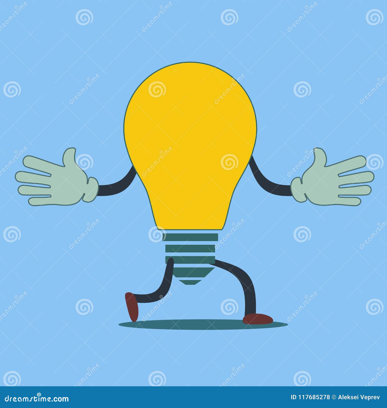 Quick Idea a Running Light Bulb. Vector Stock Vector - Illustration of ...