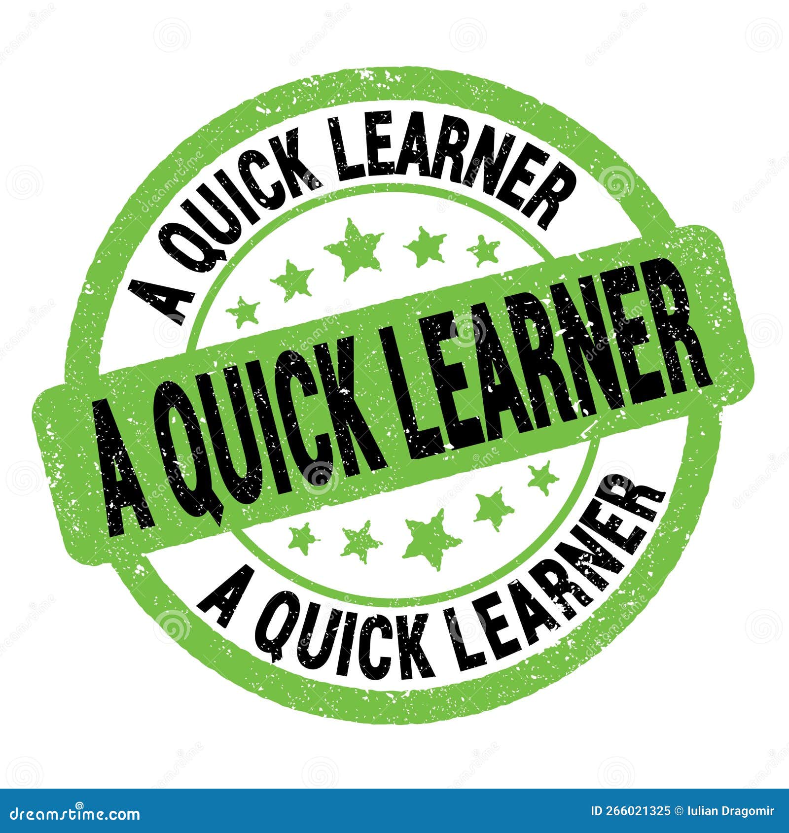 A QUICK LEARNER Text Written on Green-black Round Stamp Sign Stock ...