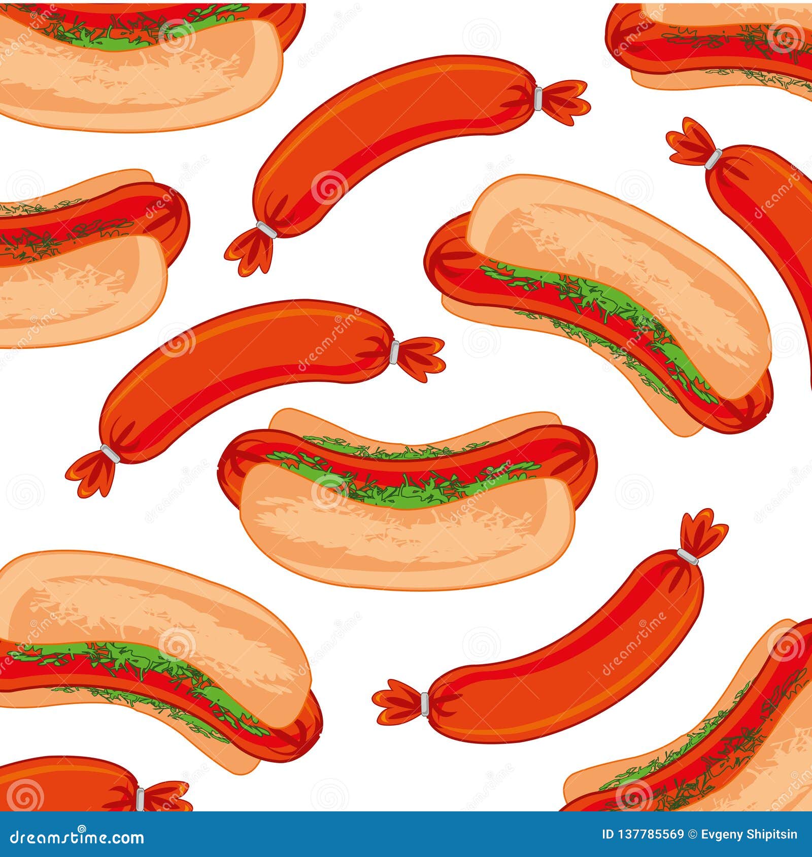 Quick Meal of the Hot Dog Decorative Pattern Stock Illustration ...