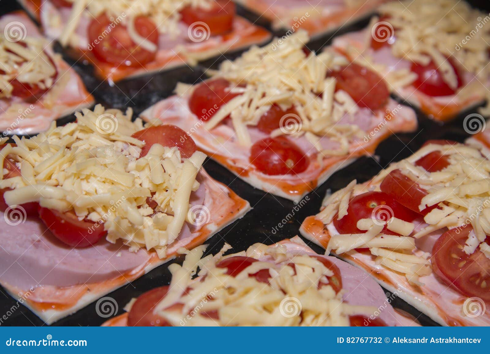 Quick Mini Pizzas Ready for Baking. Stock Photo - Image of petite, meat ...