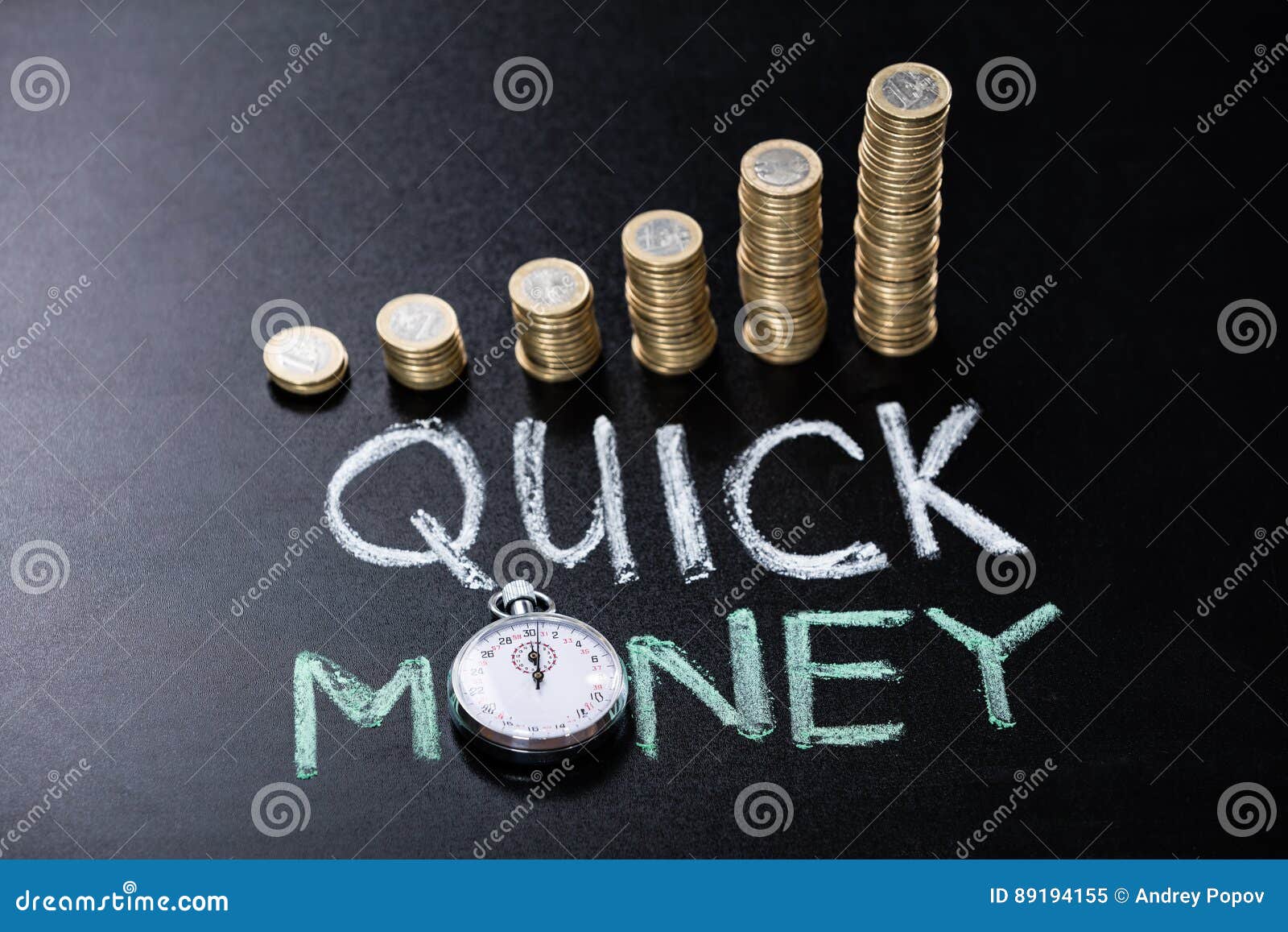 Quick Money Concept on Blackboard Stock Image - Image of investing ...