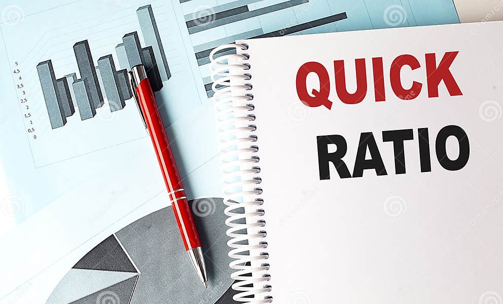 QUICK RATIO Text on a Notebook with Pen on a Chart Background Stock ...