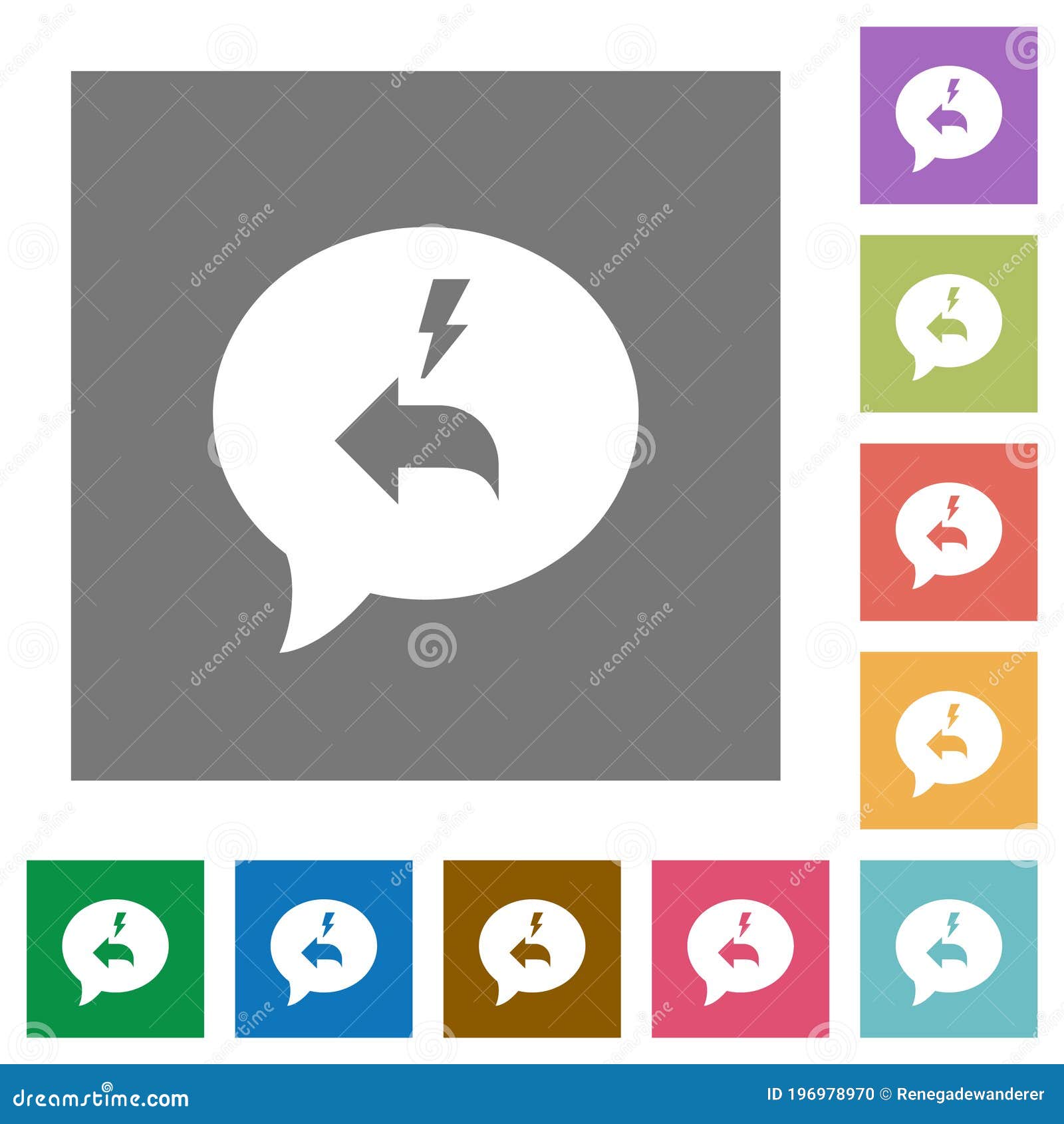 Quick Reply Message Square Flat Icons Stock Vector - Illustration of ...