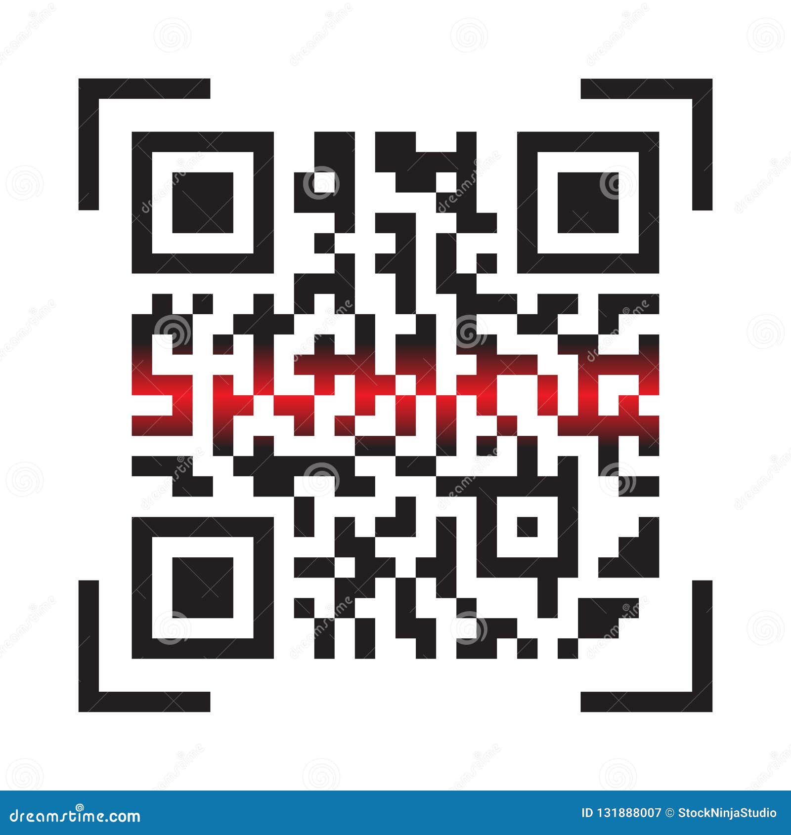 QR Code with Laser Beams Digital Data for Scanners Vector Illustration ...