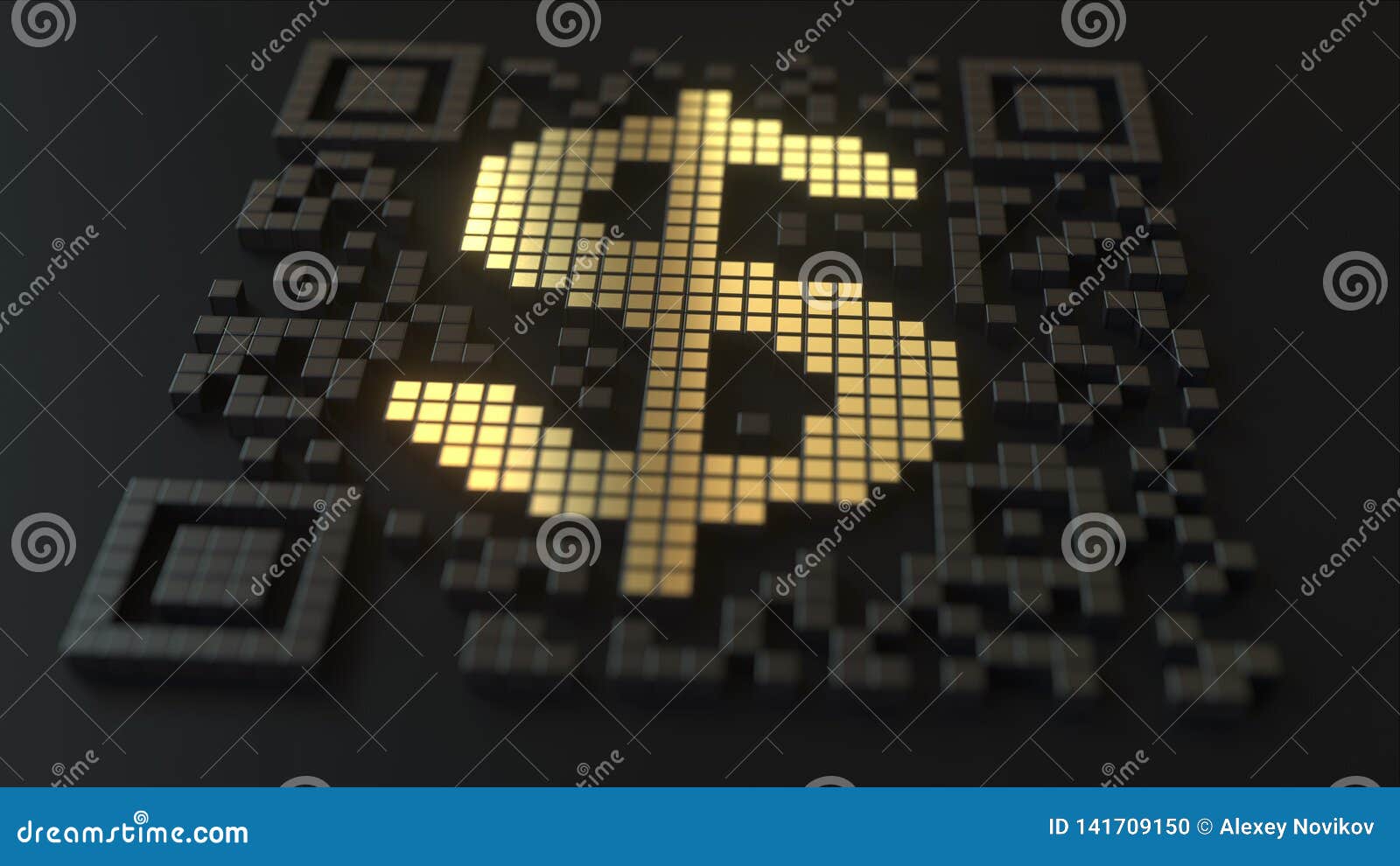 Quick Response or QR Code with Dollar Sign. Modern Fintech Related 3D ...