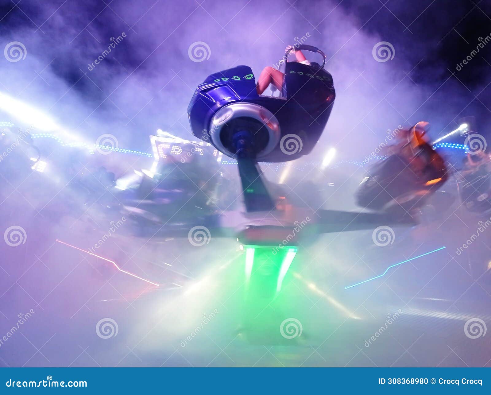 Quick Rotating Merry-go-round, in a Fair by Night, Bathered by ...