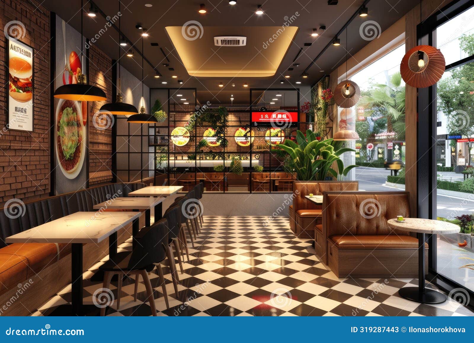 Quick Service Restaurant Interior . Ai Generated Stock Image - Image of ...