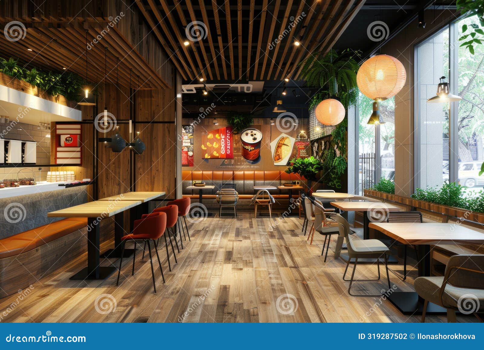 Quick Service Restaurant Interior . Ai Generated Stock Photo - Image of ...