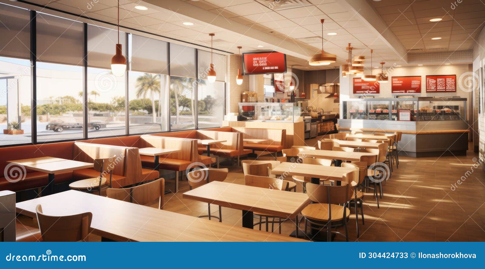 Quick Service Restaurant Interior . Ai Generated Stock Image - Image of ...