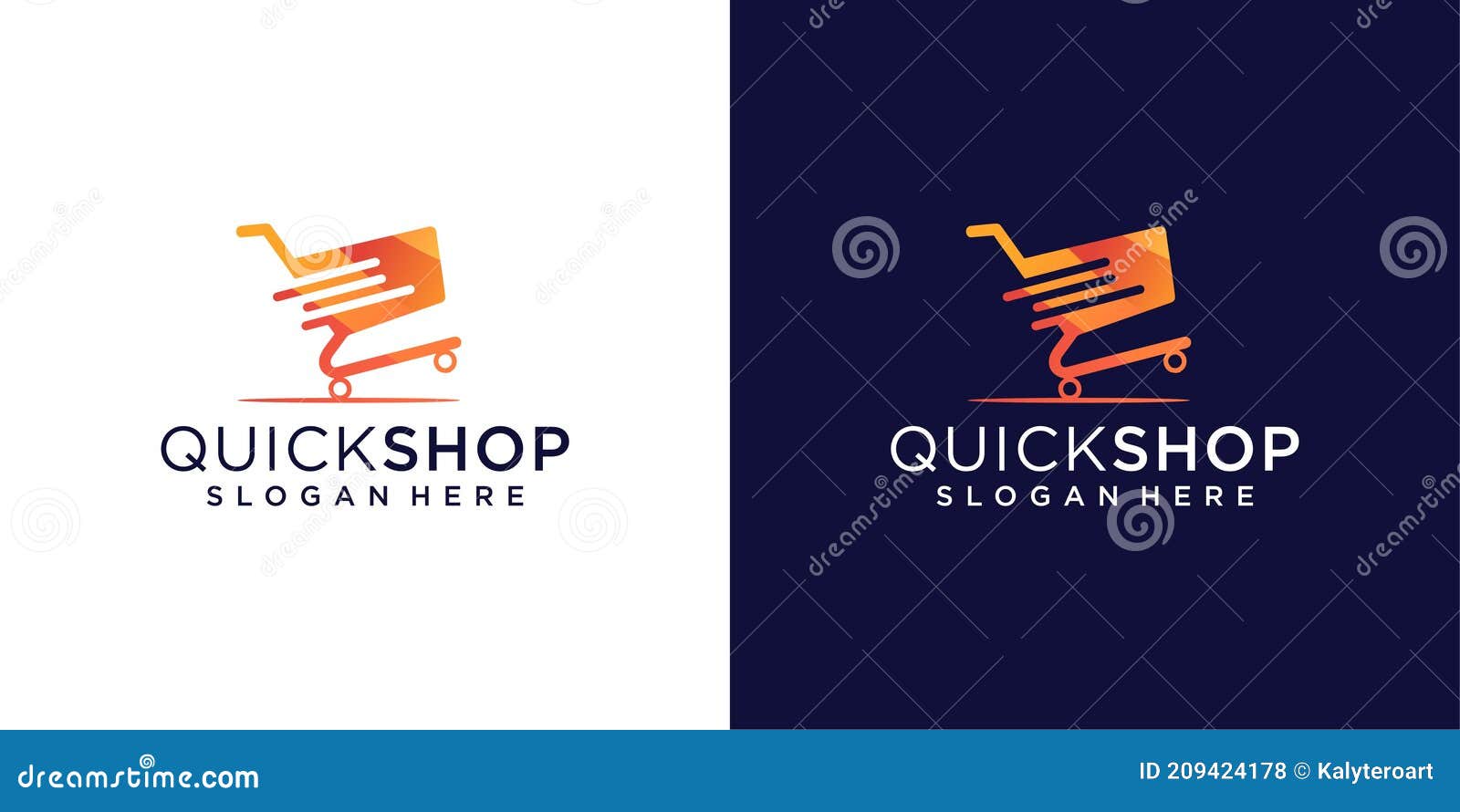 Quick Shop Logo Design in Gradient Concept Stock Illustration ...