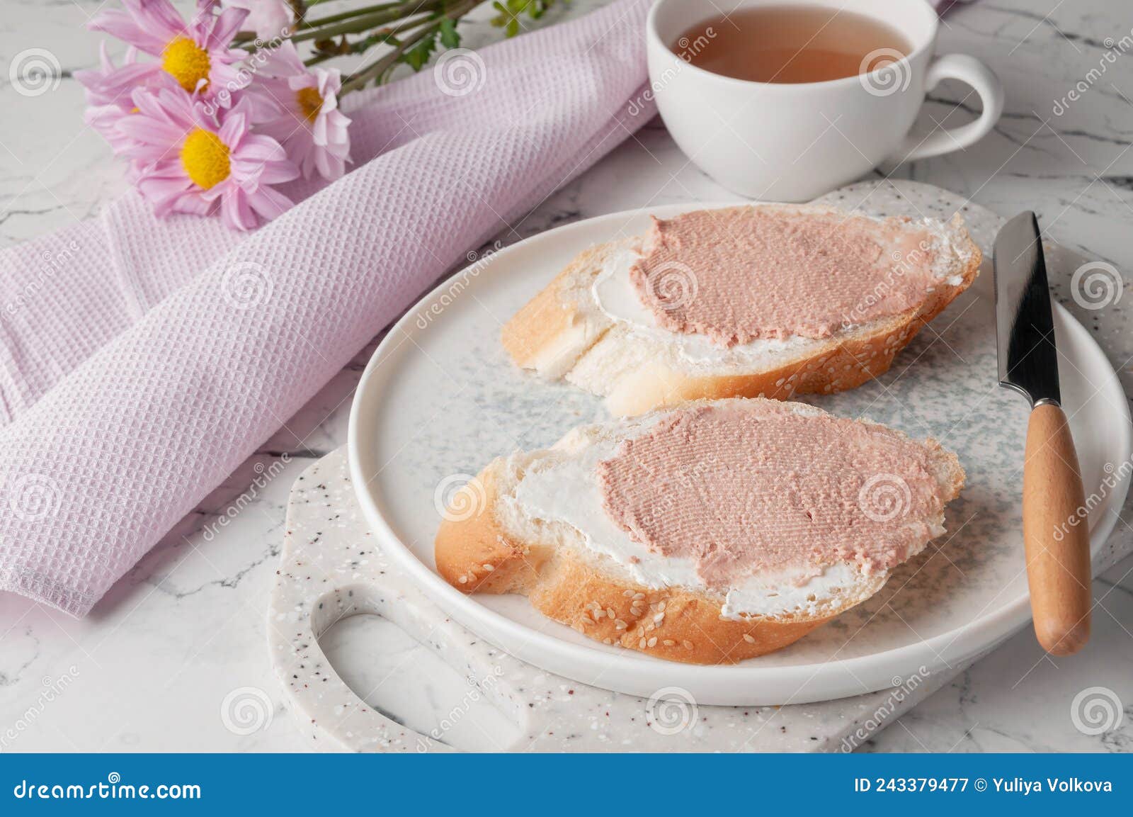 Fresh Sandwiches with Cheese and Pate. Stock Image - Image of napkin ...