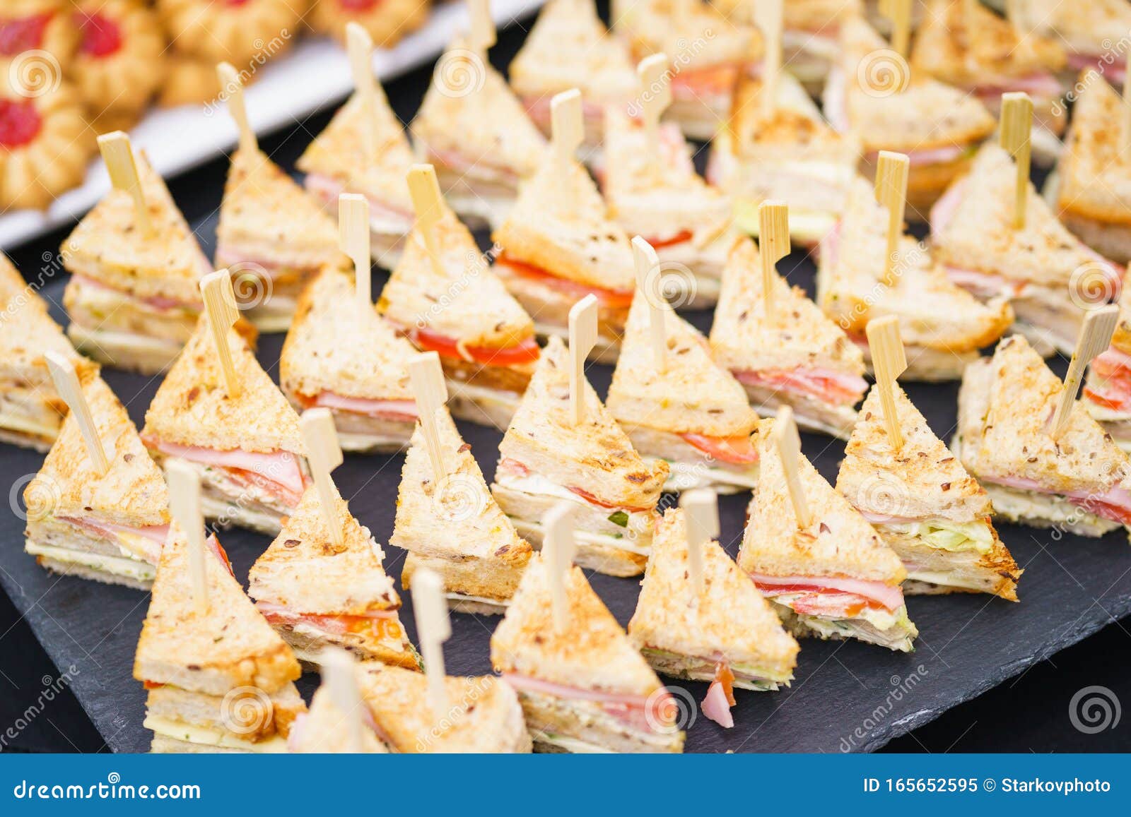 Quick Snacks, Canapes, Mini Sandwiches with Ham, Tuna, Vegetables and ...