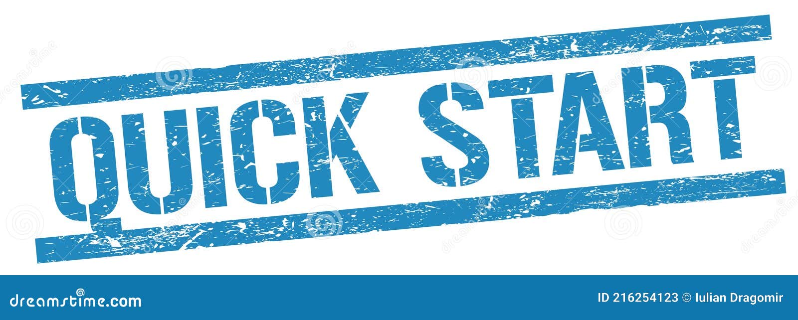 QUICK START Text on Blue Grungy Rectangle Stamp Stock Illustration ...