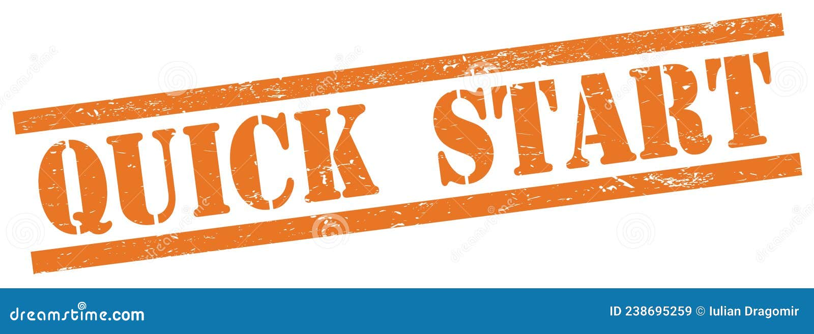 QUICK START Text on Orange Grungy Rectangle Stamp Stock Illustration ...