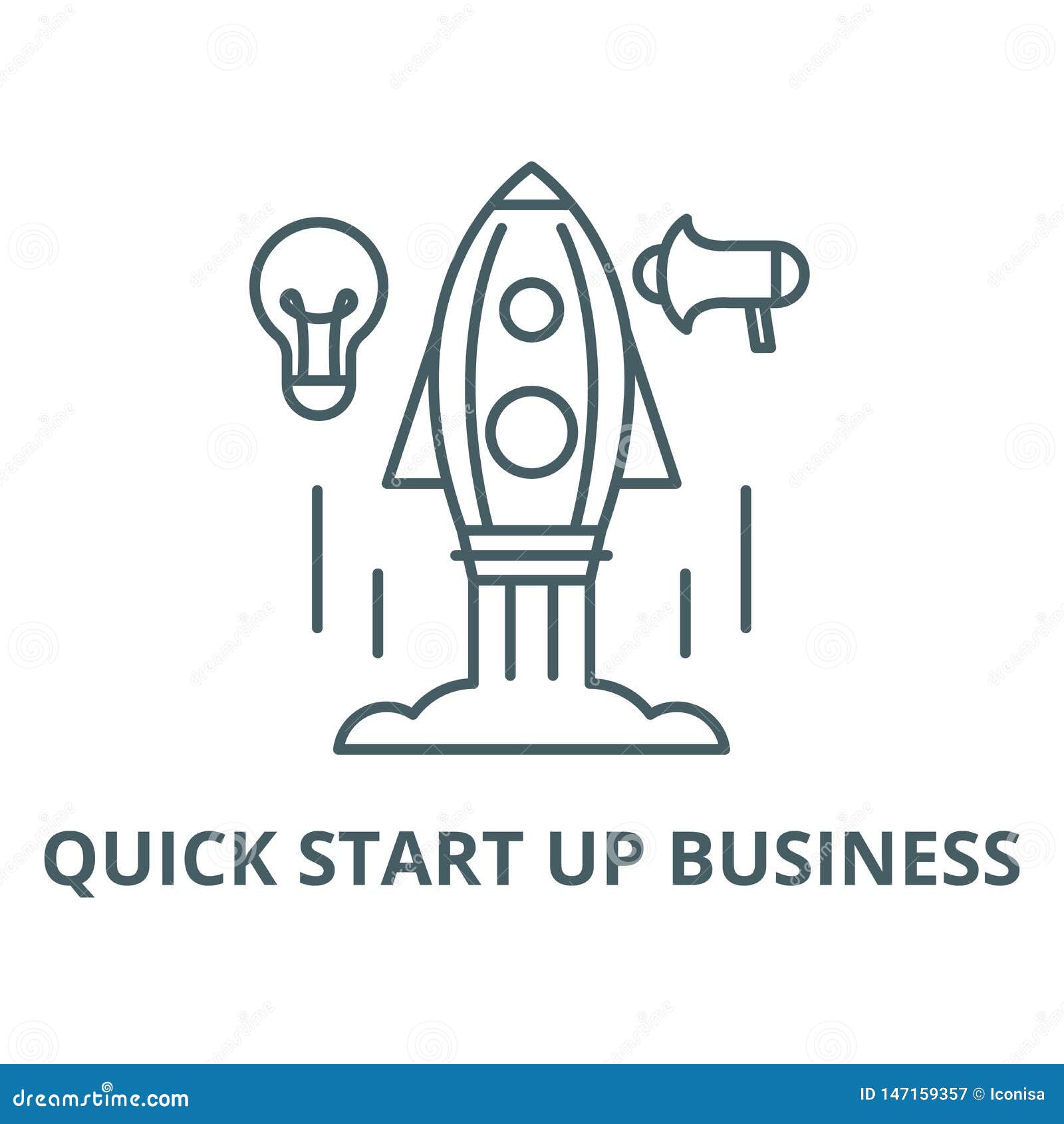 Quick Start Up Business Vector Line Icon, Linear Concept, Outline Sign ...