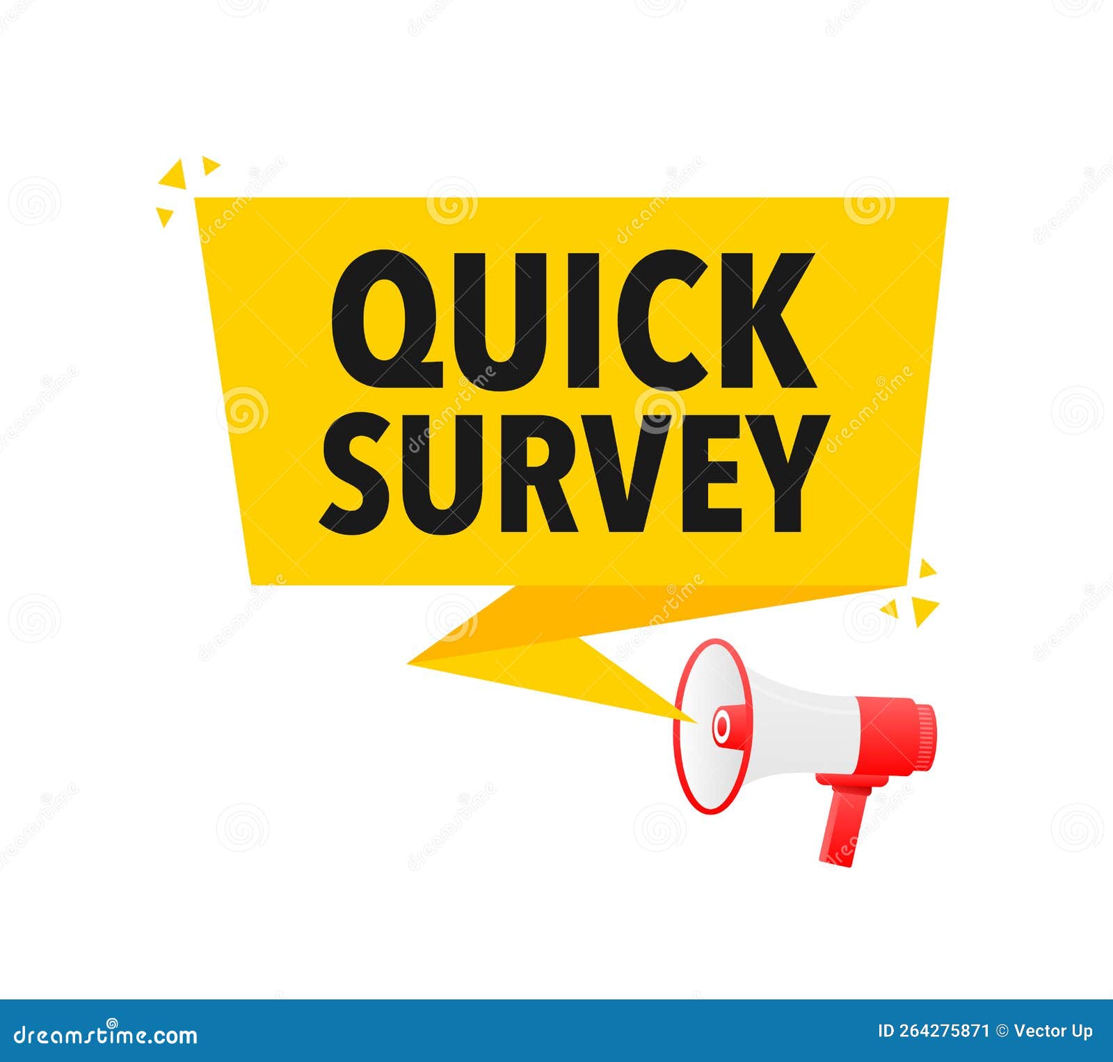 Quick Survey Announcement Megaphone Label. Loudspeaker Speech Bubble ...