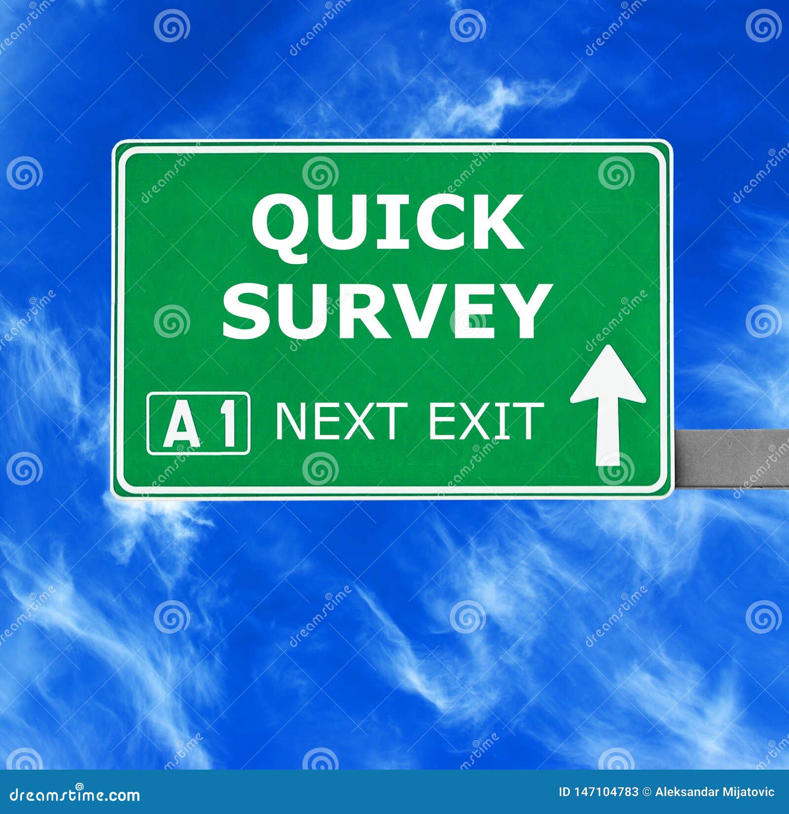 QUICK SURVEY Road Sign Against Clear Blue Sky Stock Image - Image of ...
