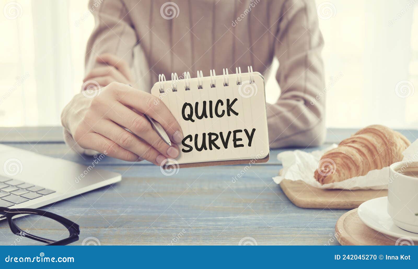 Quick Survey Text Written on a Notebook with Hands Stock Photo - Image ...