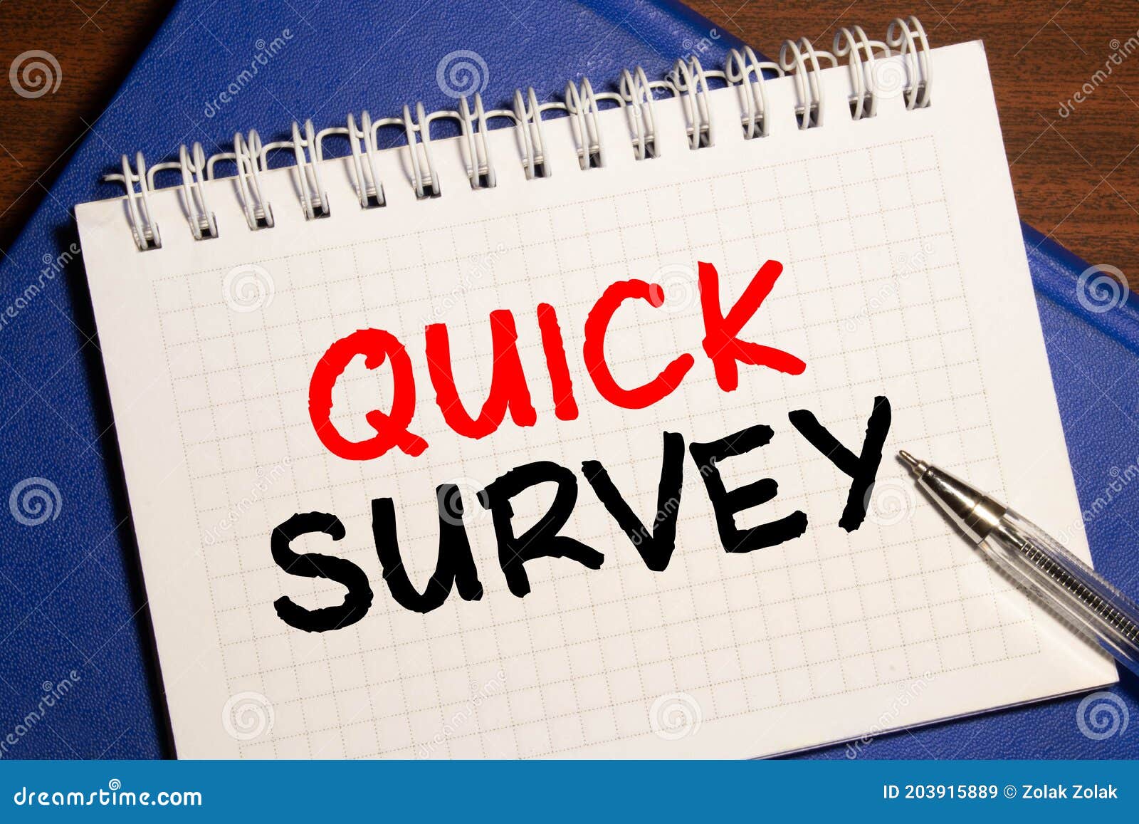 Quick Survey Text Written on a Notebook with Pencils Stock Image ...