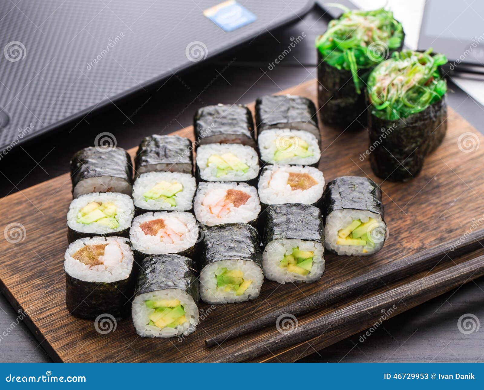 Quick Sushi Lunch in the Office Stock Image - Image of laptop, food ...