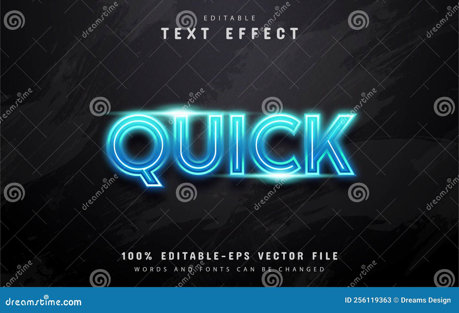 Quick Text, Blue Neon Style Text Effect Stock Vector - Illustration of ...