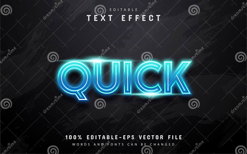 Quick Text, Blue Neon Style Text Effect Stock Vector - Illustration of ...